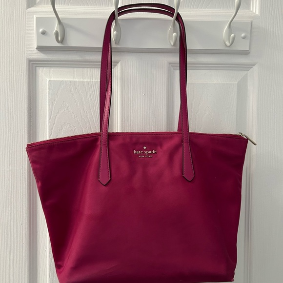 kate spade | Bags | Kate Spade New York Nylon Tote Top Zipper Hot Pink ...